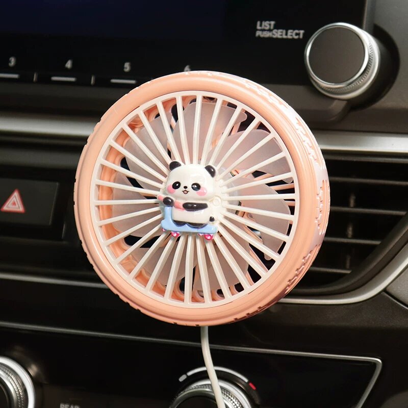 Едущий панда розовый автомобильный вентилятор с USB тихая сильная подача воздуха портативный