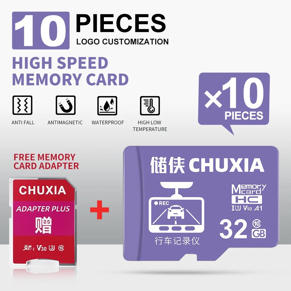 10 шт. TF SD-карта 256G 128G Карта памяти Flash Class 10 A1 Водонепроницаемая высокоскоростная SD-карта TF Flash Карта памяти Бесплатная доставка Mini SD