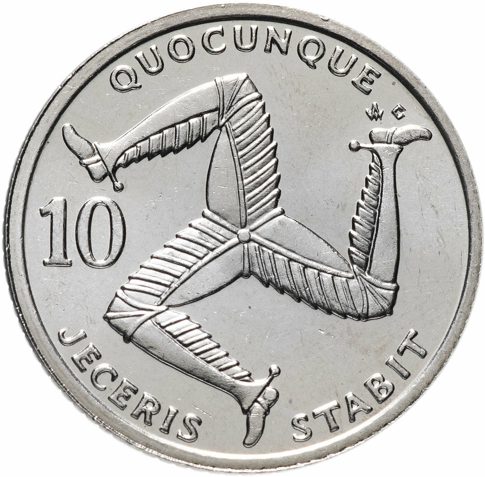 Остров Мэн 10 пенсов pence 1992, Мельхиор медь-никель, в сохранности AU-UNC