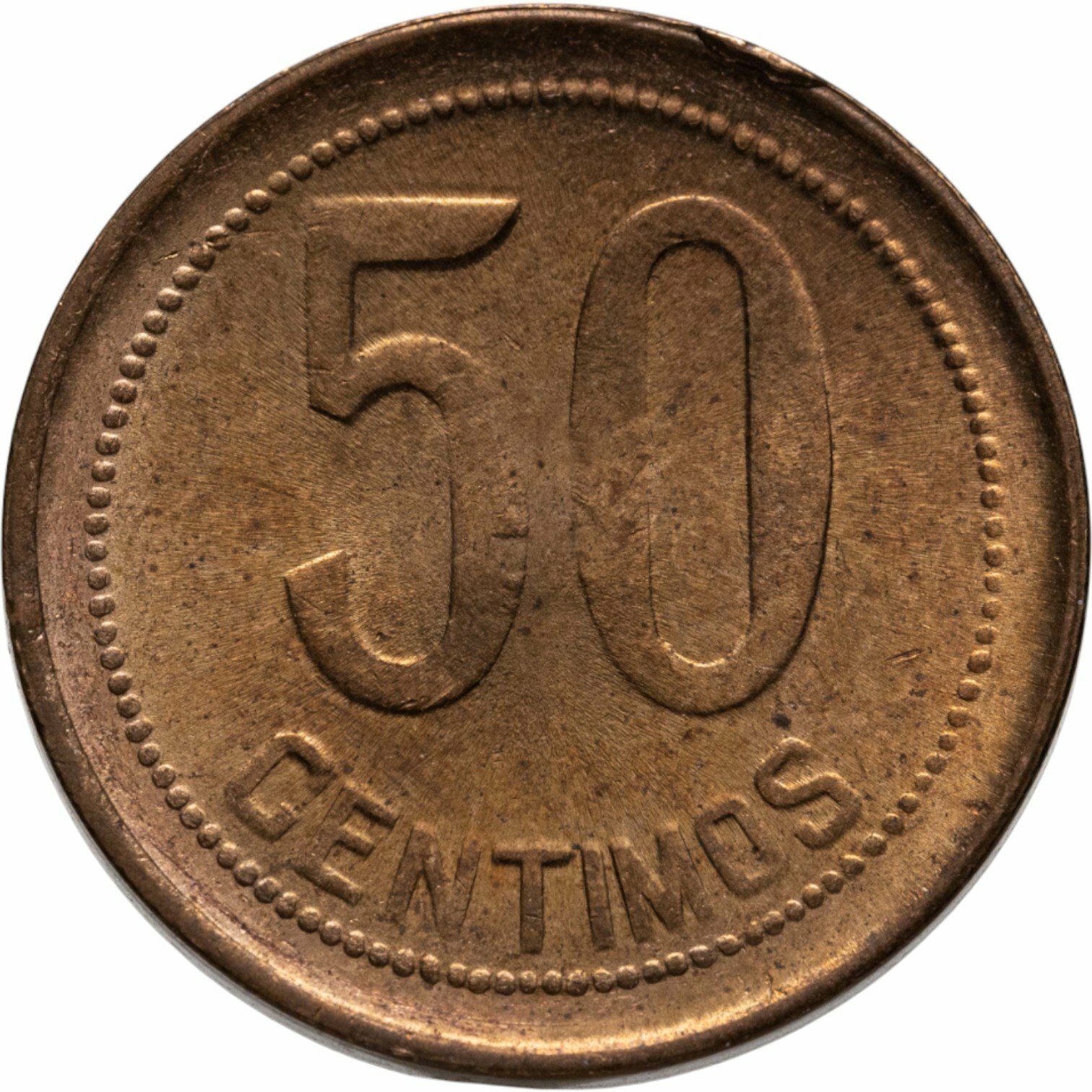 Испания 50 сентимо centimos 1937, Медь, в сохранности UNC