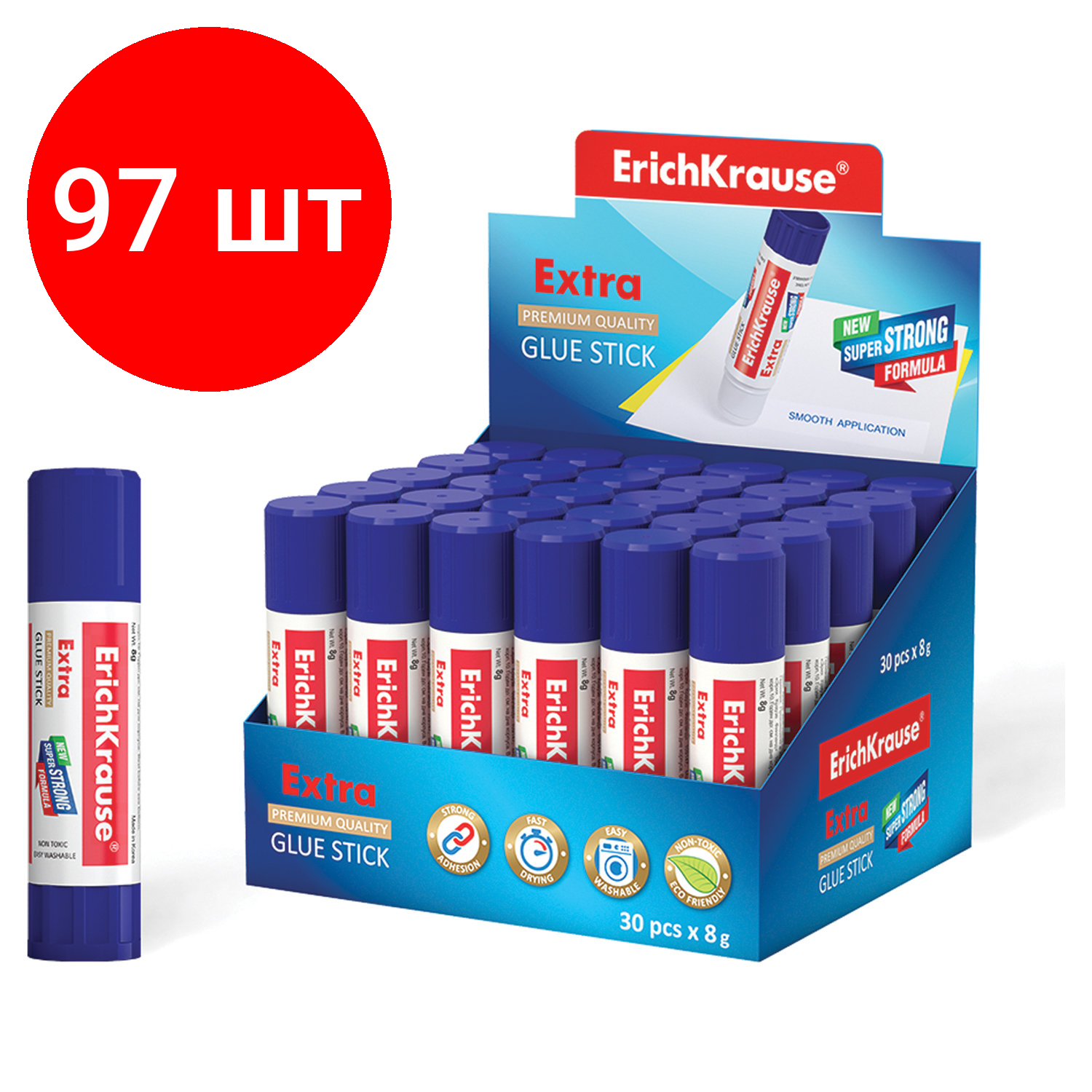Комплект 97 шт, Клей-карандаш ERICH KRAUSE, 8 г, 4433