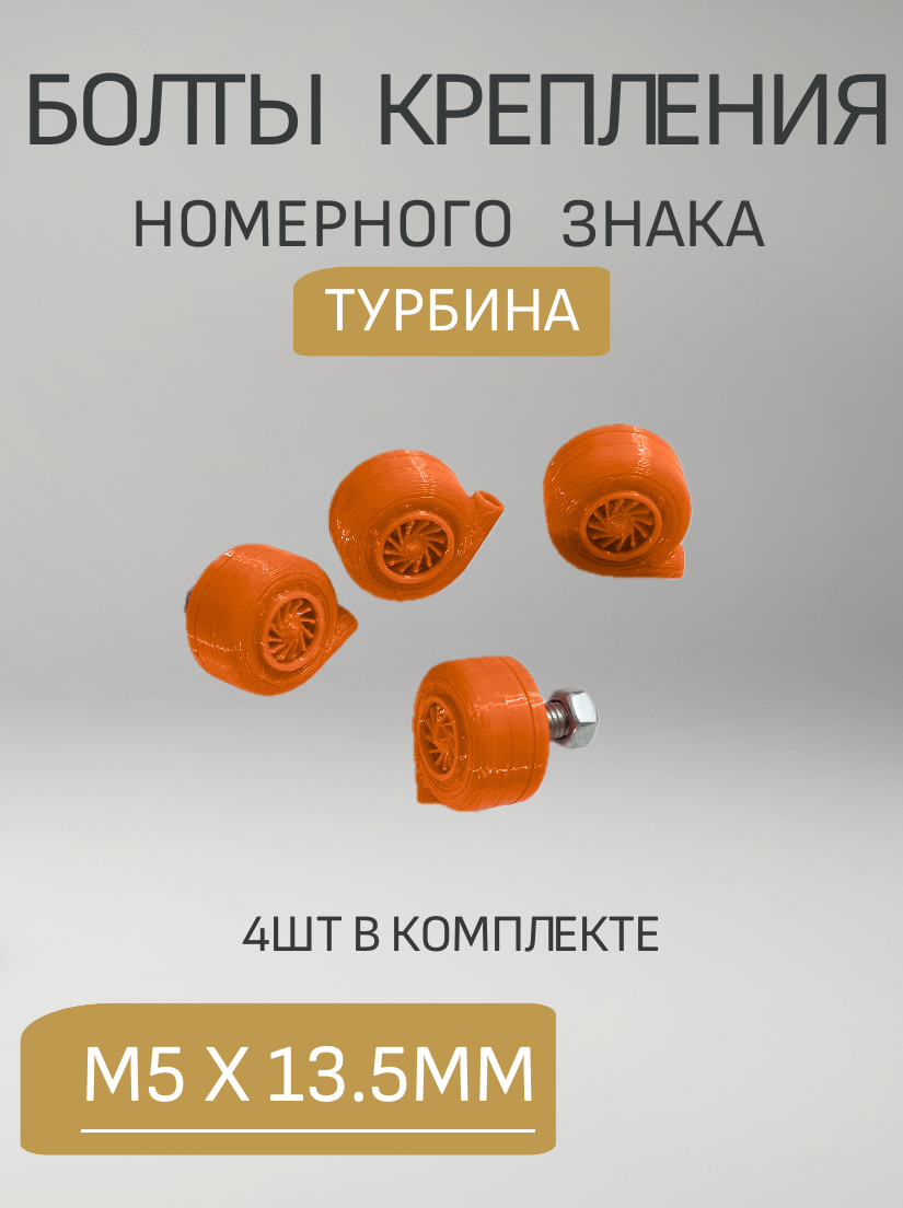 Болты крепления номерного знака, Серые "Турбина", 4 шт, м5, Уникальные
