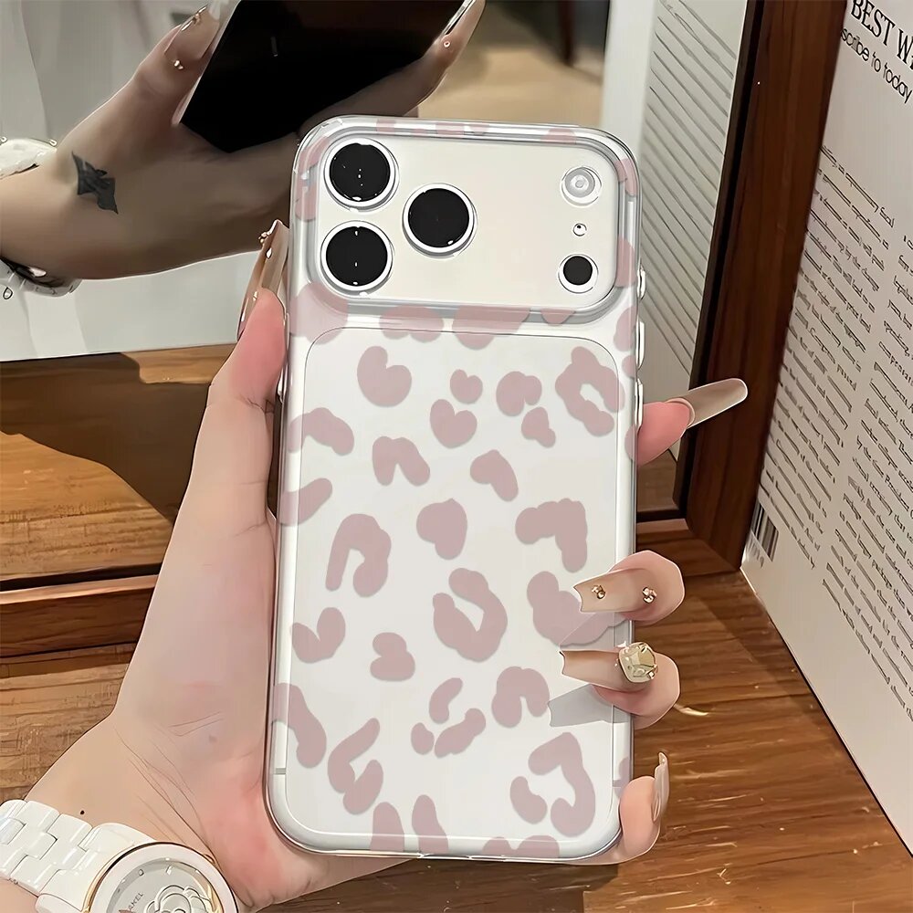 Чехол для iPhone 16 ProMax, розовый леопард