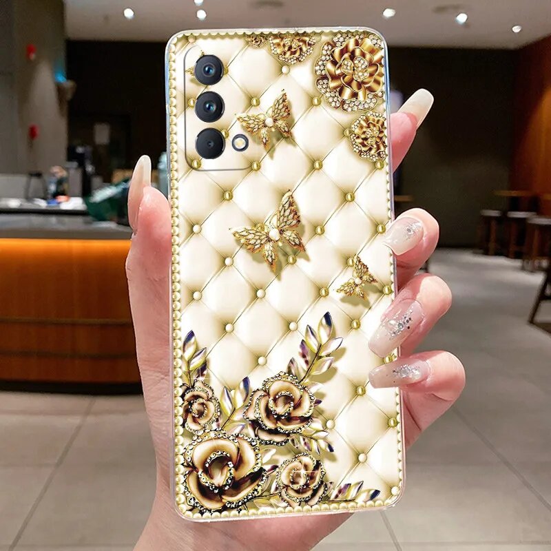 Чехол Realme GT Master Edition RMX3363, силикон, цветы и бабочки