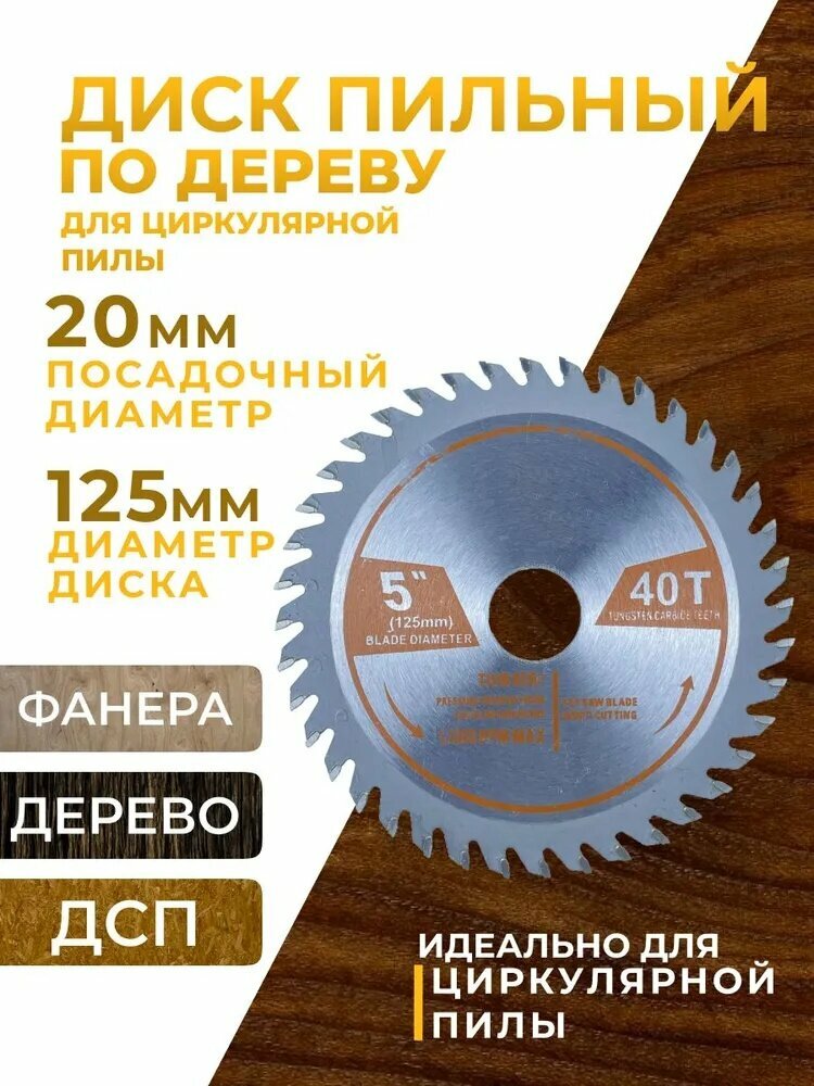 Диск пильный 125 x 20; 40 зуб.
