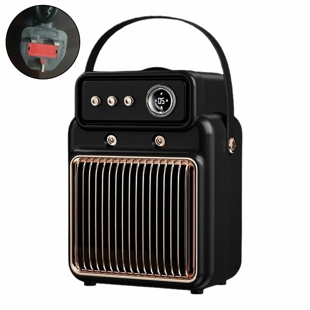 Портативный 220V 1200W PTC электрический обогреватель с автоматическим контролем температуры для стола, Черный