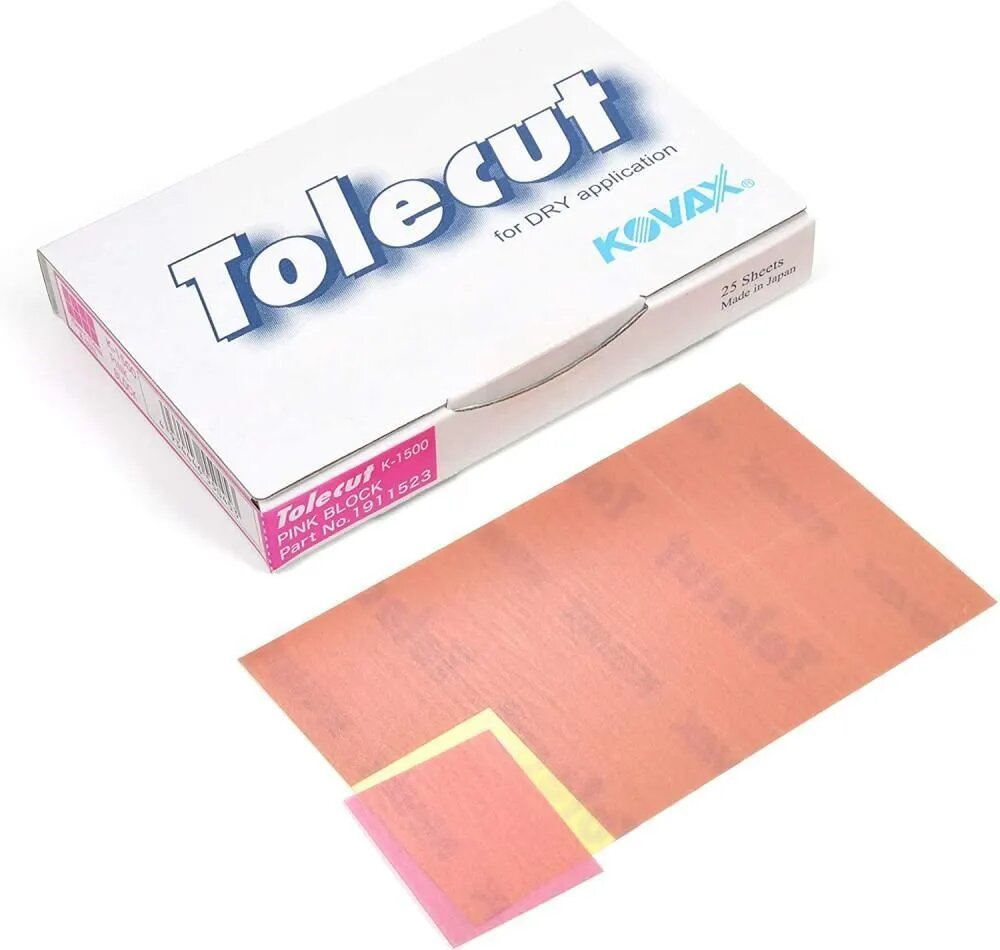 Kovax Лист шлифовальный Tolecut P1500, розовый, 25 шт, для кузова автомобиля
