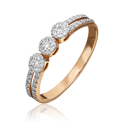 Кольцо, красное золото, 585 проба, бриллиант