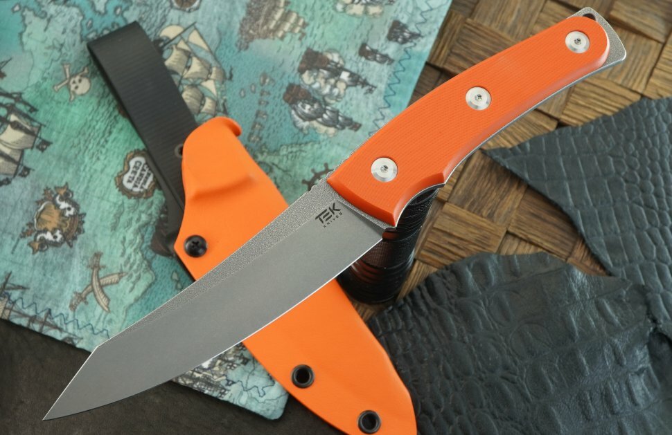 Нож Tekeev Knives Мангуст, сталь К110, рукоять оранжевый G-10