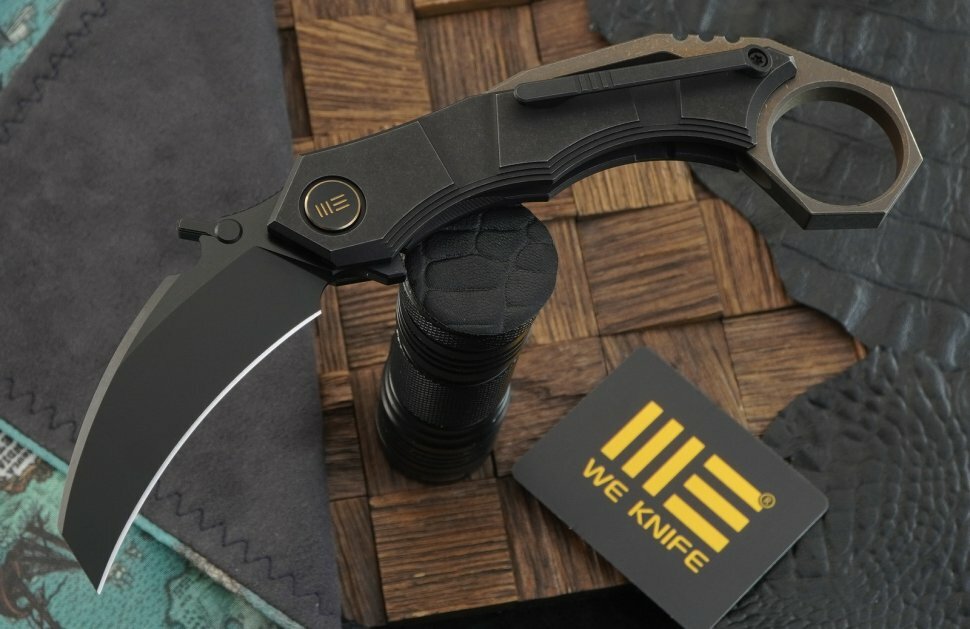 Складной нож We Knife Tayra, сталь M390, BB, рукоять титан/black stonewash