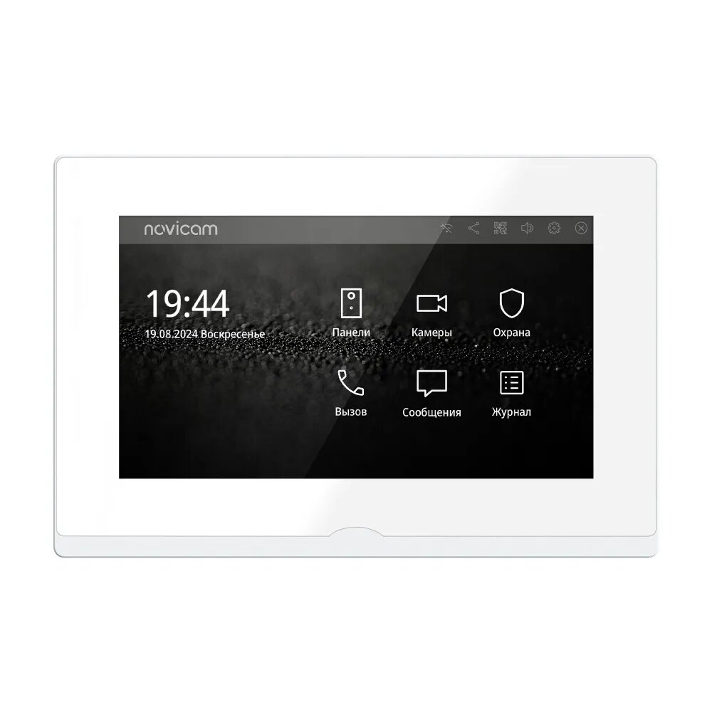IP-видеодомофон Novicam IMPULSE 7 IP WIFI WHITE. Touch screen 7". Поддержка 9 панелей, 8 камер, 8 датчиков, 9 доп. домофонов. Запись фото/видео. Приложение Smart Life. Wi-Fi или RJ-45