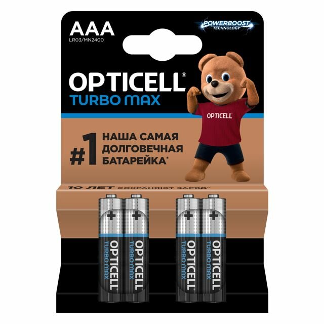 Батарейка OPTICELL Turbo Max 1,5В алкалиновая AAА 4шт, с нейлоновым покрытием