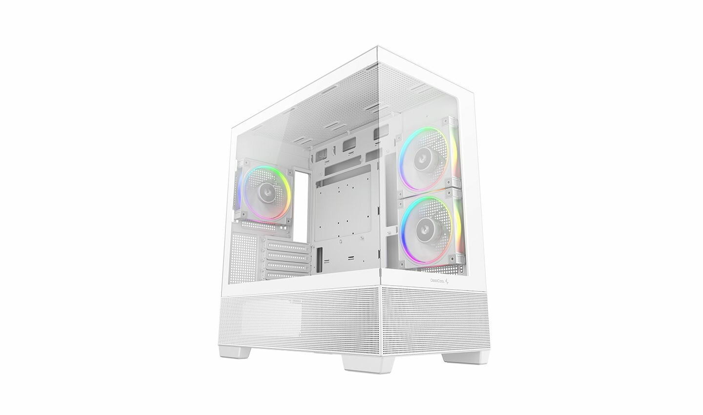 Корпус для ПК DeepCool CG380 3F, ARGB, 3х120 мм, mATX, закаленное стекло, без БП, белый (CG380 3F WH)