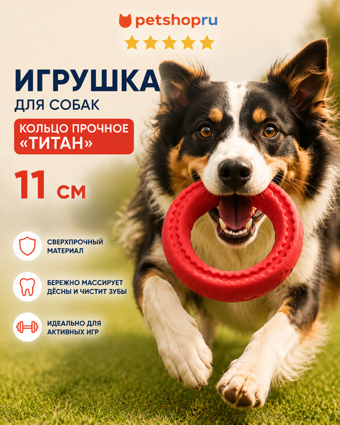 PETSHOP Игрушка для собак кольцо прочное "Титан", 11 см