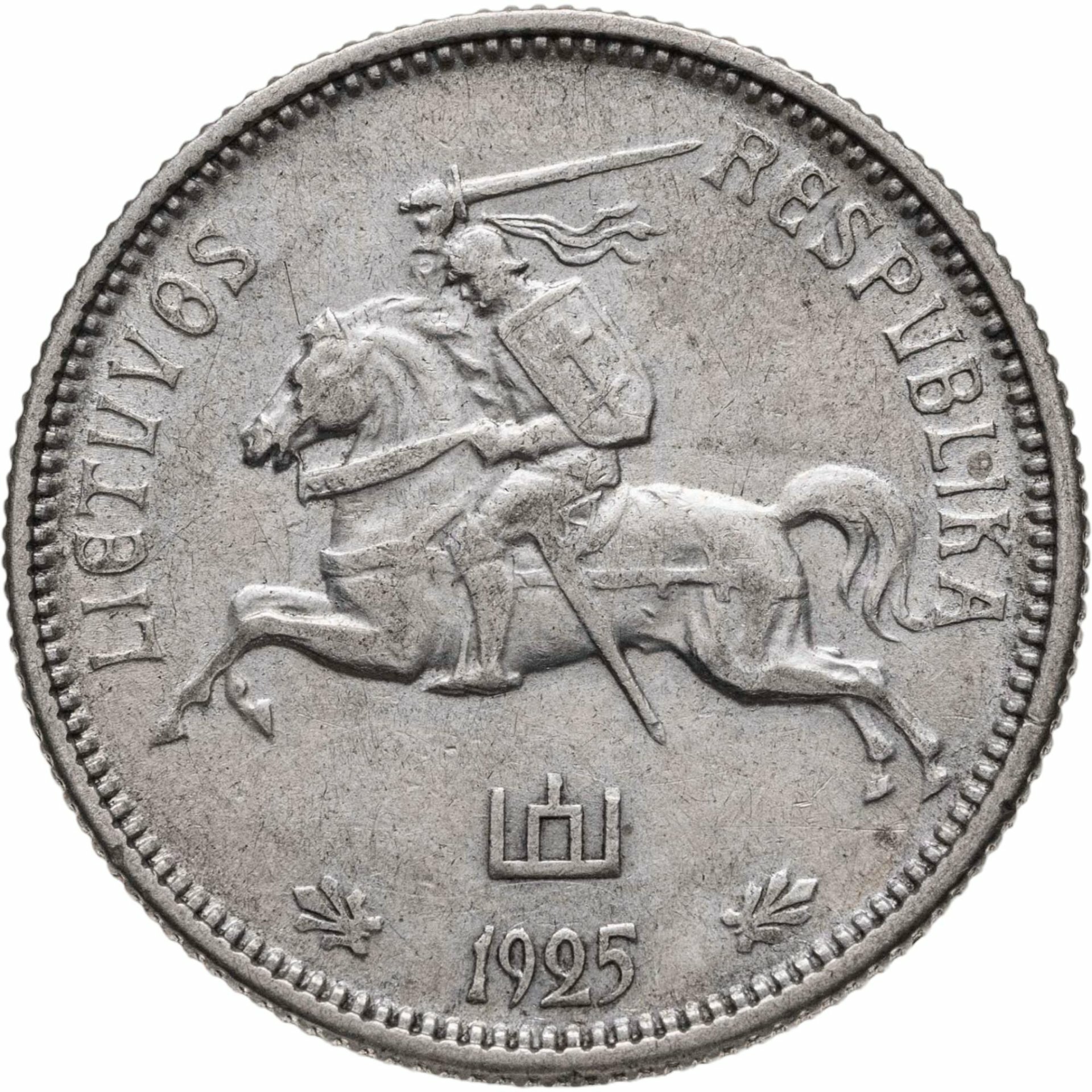 Литва 2 лита 1925, Серебро 500, в сохранности XF