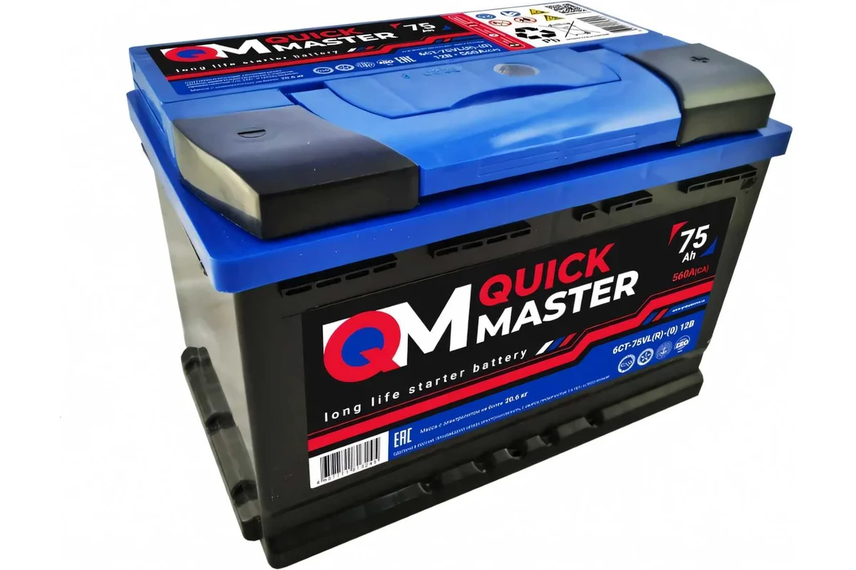 Аккумулятор автомобильный QUICK MASTER SP 6СТ-75 (R)-(0) 560A