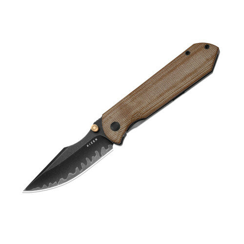 Складной нож Kizer Harpoon Fold, сталь Elmax, рукоять титан/микарта, коричневый