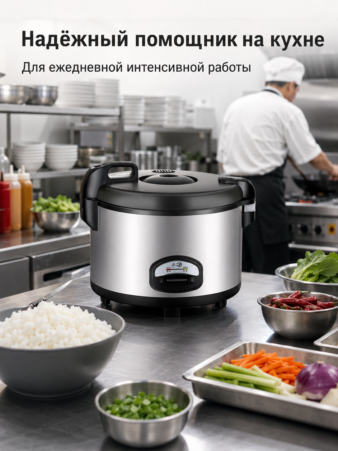 Рисоварка большая 13 л, для дома и ресторана, на 20-35 человек, мощная 2000 Вт — фото 1
