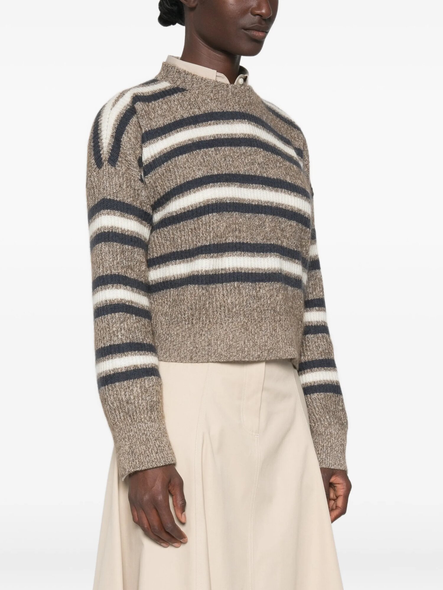 Свитер BRUNELLO CUCINELLI Striped crew-neck sweater, размер 44 — фото 1