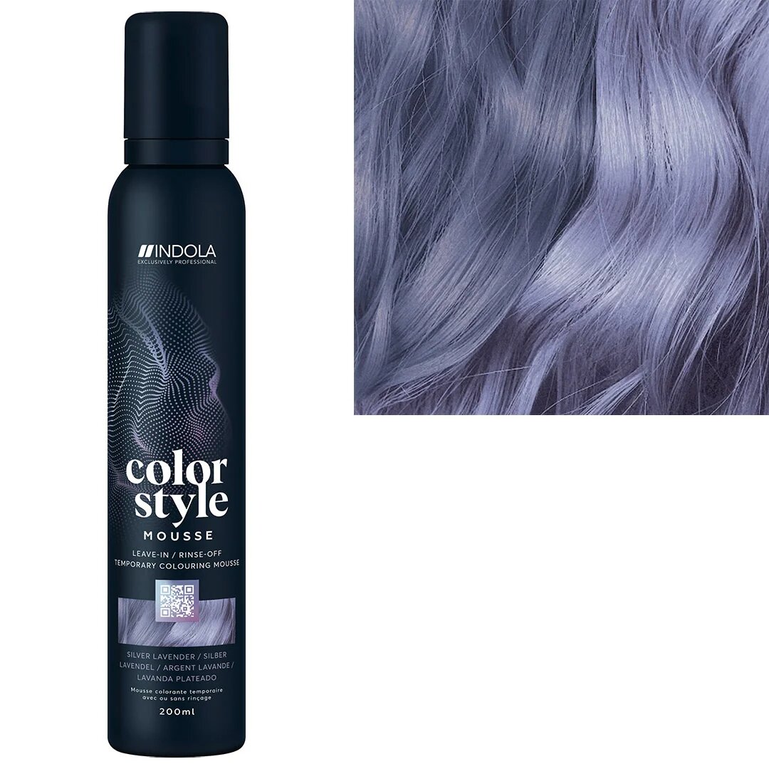 Indola Color Style Mousse Silver Lavendar - Оттеночный мусс для укладки волос Серебряная Лаванда 200 мл