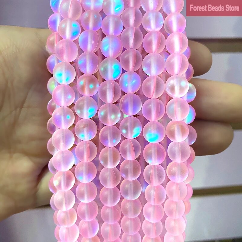 Матовые розовые бусины с австрийским кристаллом Лес Бусы 6 8 10 12 мм 10mm-about 38pcs
