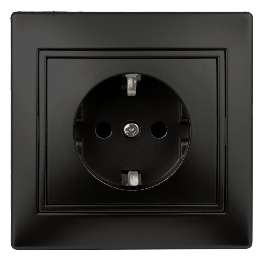 Розетка силовая штепсельная ЭРА Intro Plano 1-206-05, 16А 250В IP20, антрацит, с заземлением и шторками, Б0053928