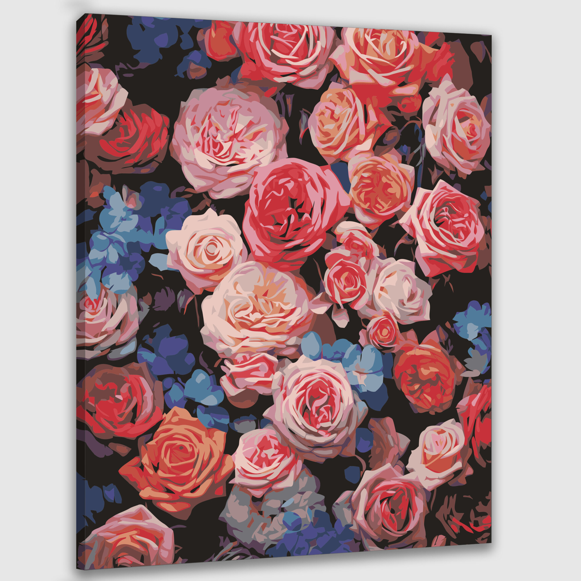 Картина по номерам 40x50 см, цифровая, художественная, композиция, поле роз, полный цвет, яркие краски