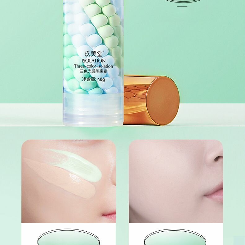 Трехцветная основа под макияж с эффектом выравнивающего тона Jomtam / база под макияж / праймер для лица