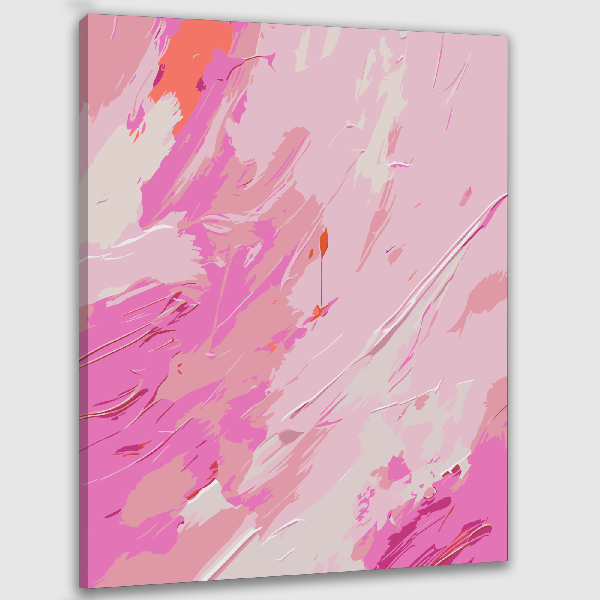 Картина по номерам 40x50 см, Абстракция, акриловые мазки, розовые оттенки, движение, энергия, композиция, глубина