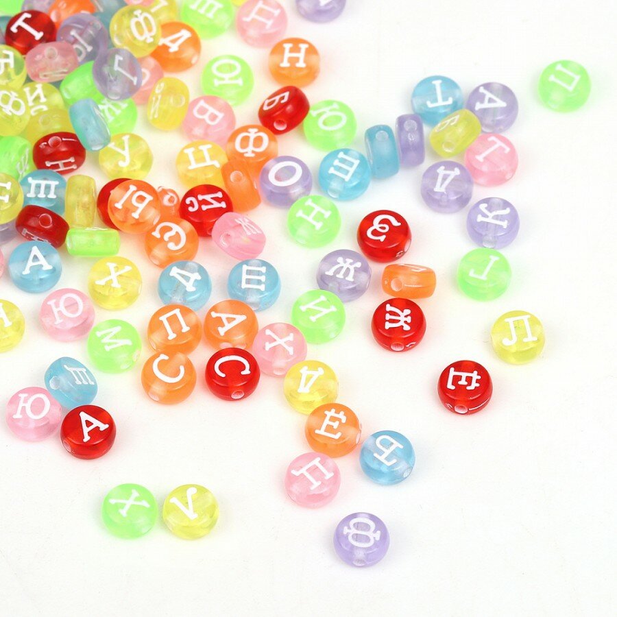 Бусины буквы английские M4H-B011 уп.500г