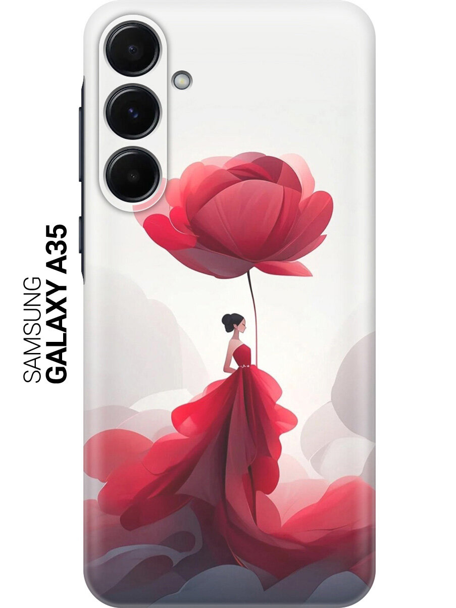 Силиконовый чехол на Samsung Galaxy A35 / Самсунг А35 с рисунком "Цветочная девушка в красном"