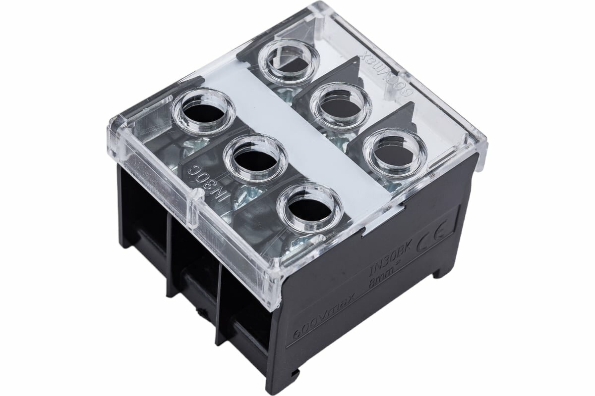 Клеммник EKF PROxima БЗД-3, до 10 мм², 50 A, 3 контакта, черный, 8 шт.