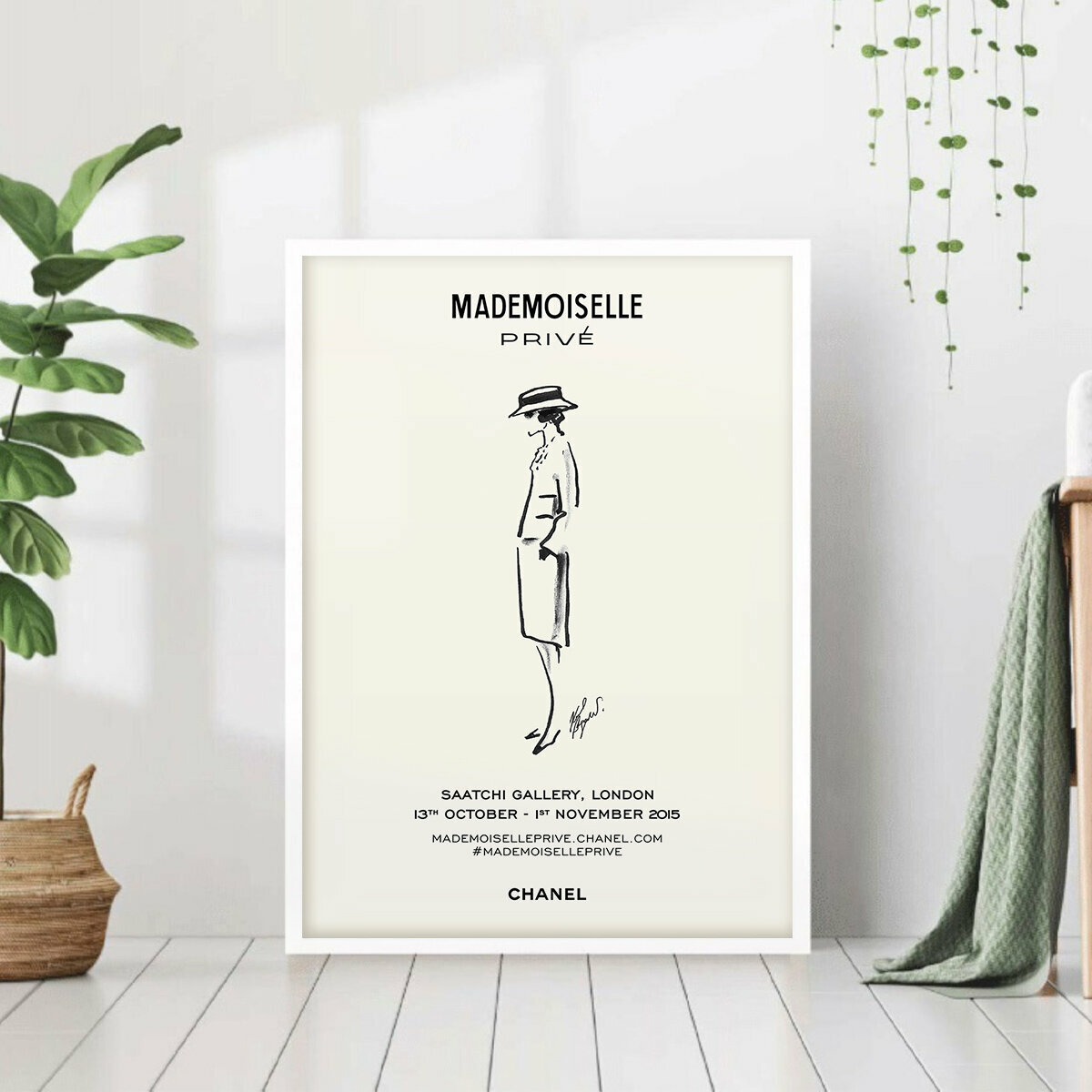 Постер "Коко Шанель" 40x50 в белой рамке на стену для интерьера