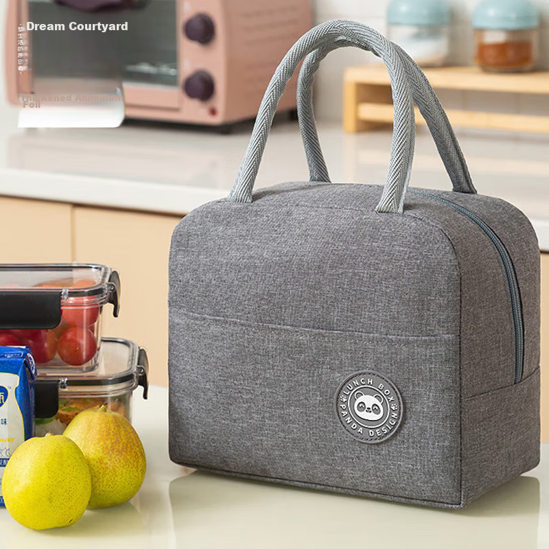 Mengting storage bag portable lunch box bag portable insulation bag student lunch box bento insulation bag waterproof thick gray