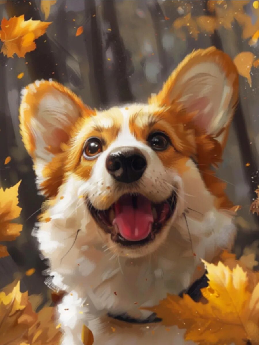 Картина по номерам корги собака 40х50