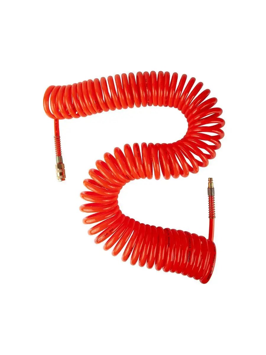 Шланг пневматический спиральный PU 8х12мм с фитингами 15м