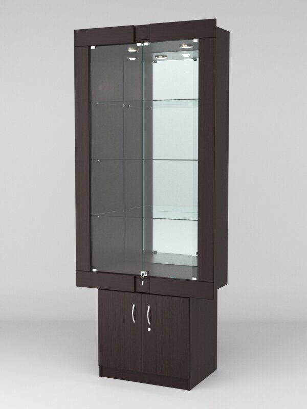 Витрина "электра" №4-1 (задняя стенка - зеркало), Дуб Венге. Производитель товара - компания Westcom.