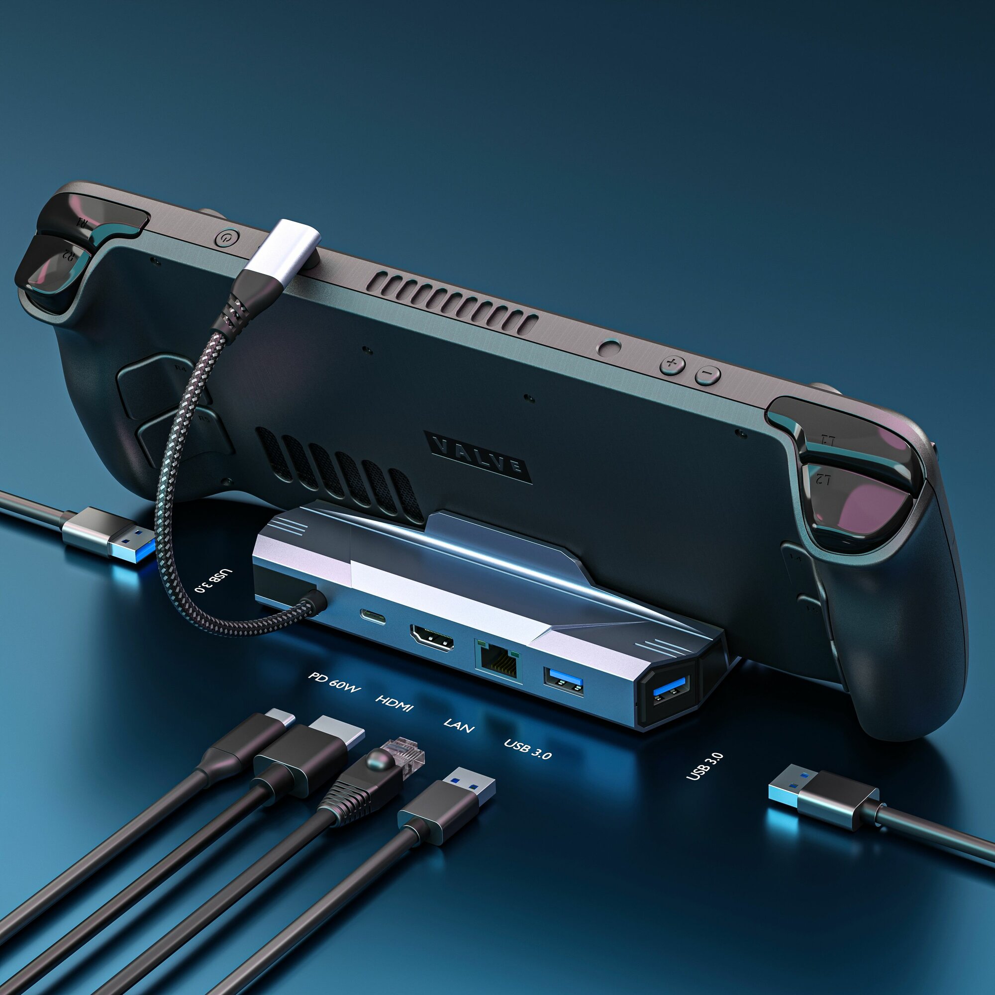 Steam Deck аксессуары, Док станция хаб USB-С 6 в 1 для Steam Deck ROG Ally, Type C док-станция, - USB 3.0/ 4K 1080P 60HZ/PD100w зарядное устройство