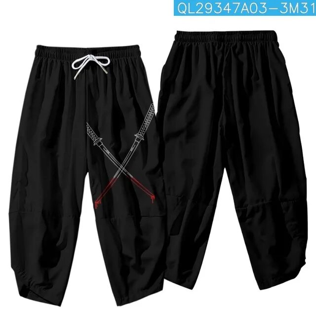 Черные брюки кимоно из полиэстера, 4XL, qfk-401