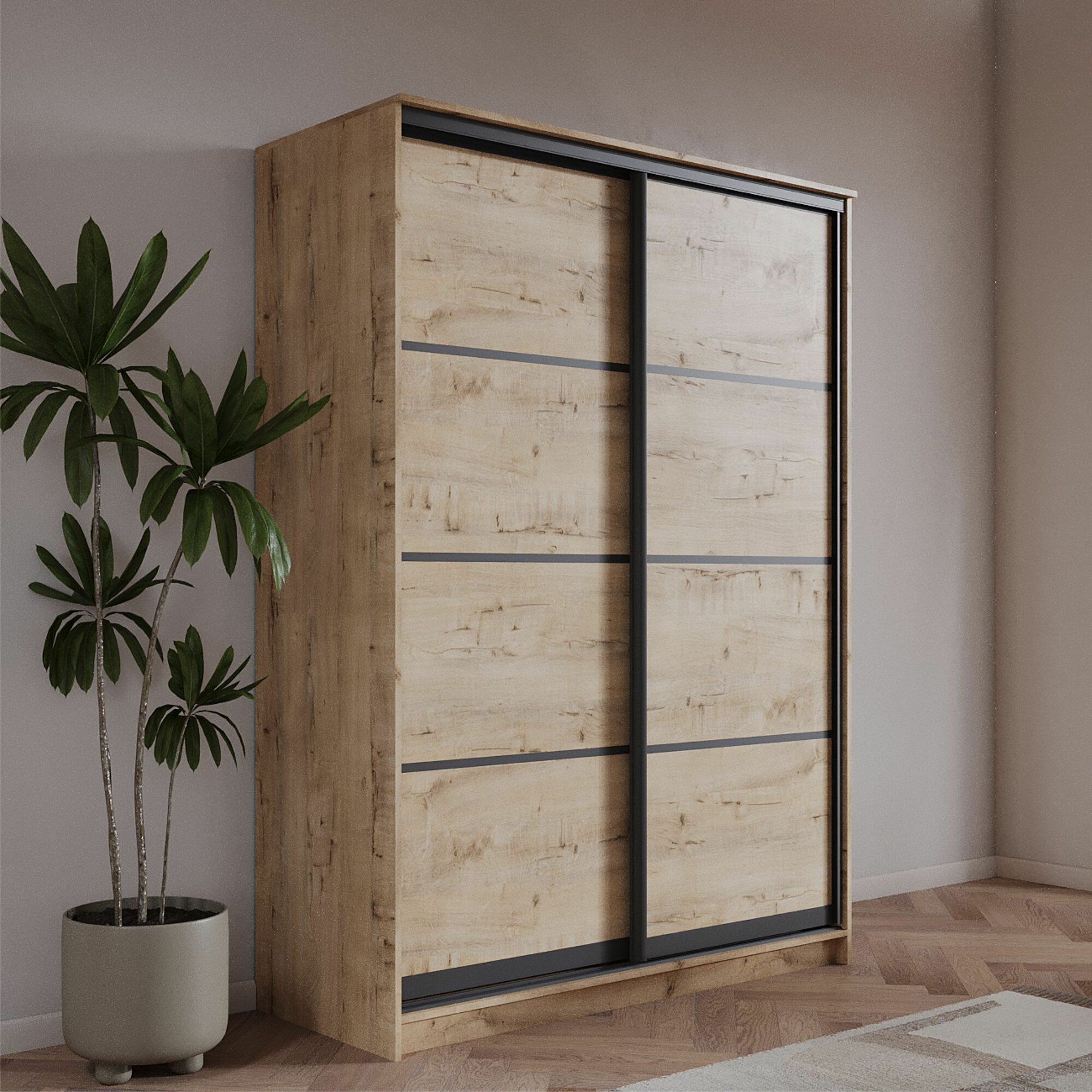 Шкаф купе для одежды Даррен 90х40х210 Дуб Ирландский 2.4 с полками и штангой