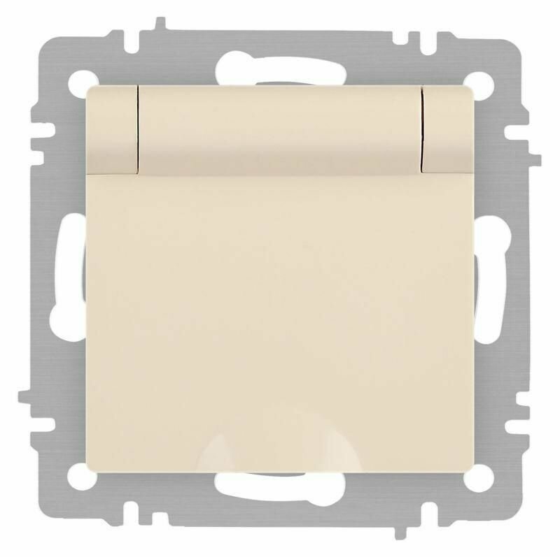 Розетка 1-м СП Accent 6-203-02 16А IP20 250В 2P+E Schuko с крышкой сл. кость Intro Б0063716