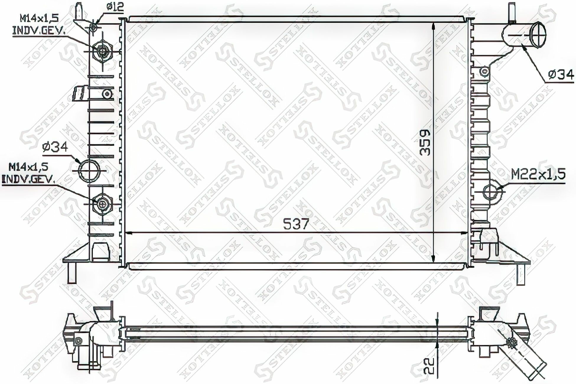 Радиатор охлаждения двигателя для Опель Вектра B 10-26013-SX STELLOX