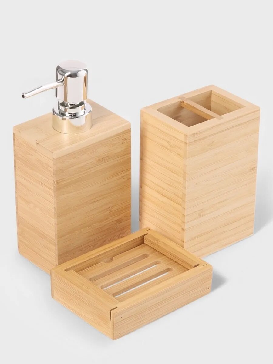Набор аксессуаров для ванной BAMBOO, бамбук (дозатор. стакан