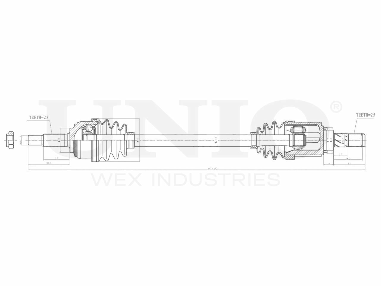 Привод в сборе передний левый (АКПП), для Ниссан Ноут (E11) 05-, Микра (K12) Nissan Note Micra 05-, артикул CVJ-10027, производителя UNIO