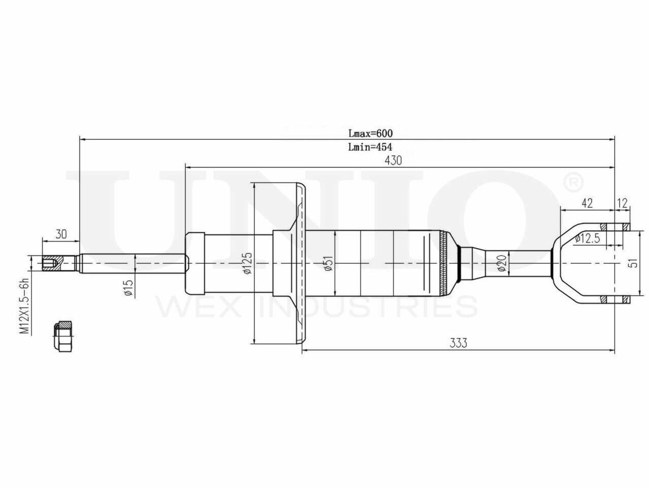 Амортизатор газовый передней подвески, для Фольксваген Пассат B5 96-, Ауди A6 II 97-, Шкода Суперб (3U4) 01-, Volkswagen Passat Audi Skoda Superb 01-, артикул SAB-10466 производителя UNIO