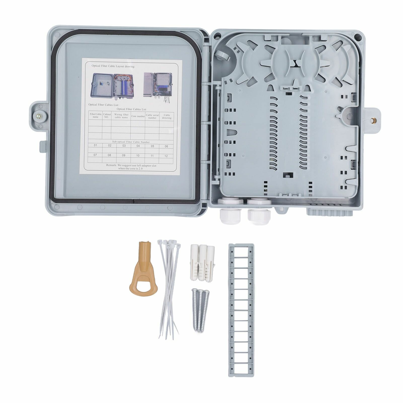 Оптоволоконный бокс на 12 жил, водонепроницаемый, разветвитель SC/FC/PLC