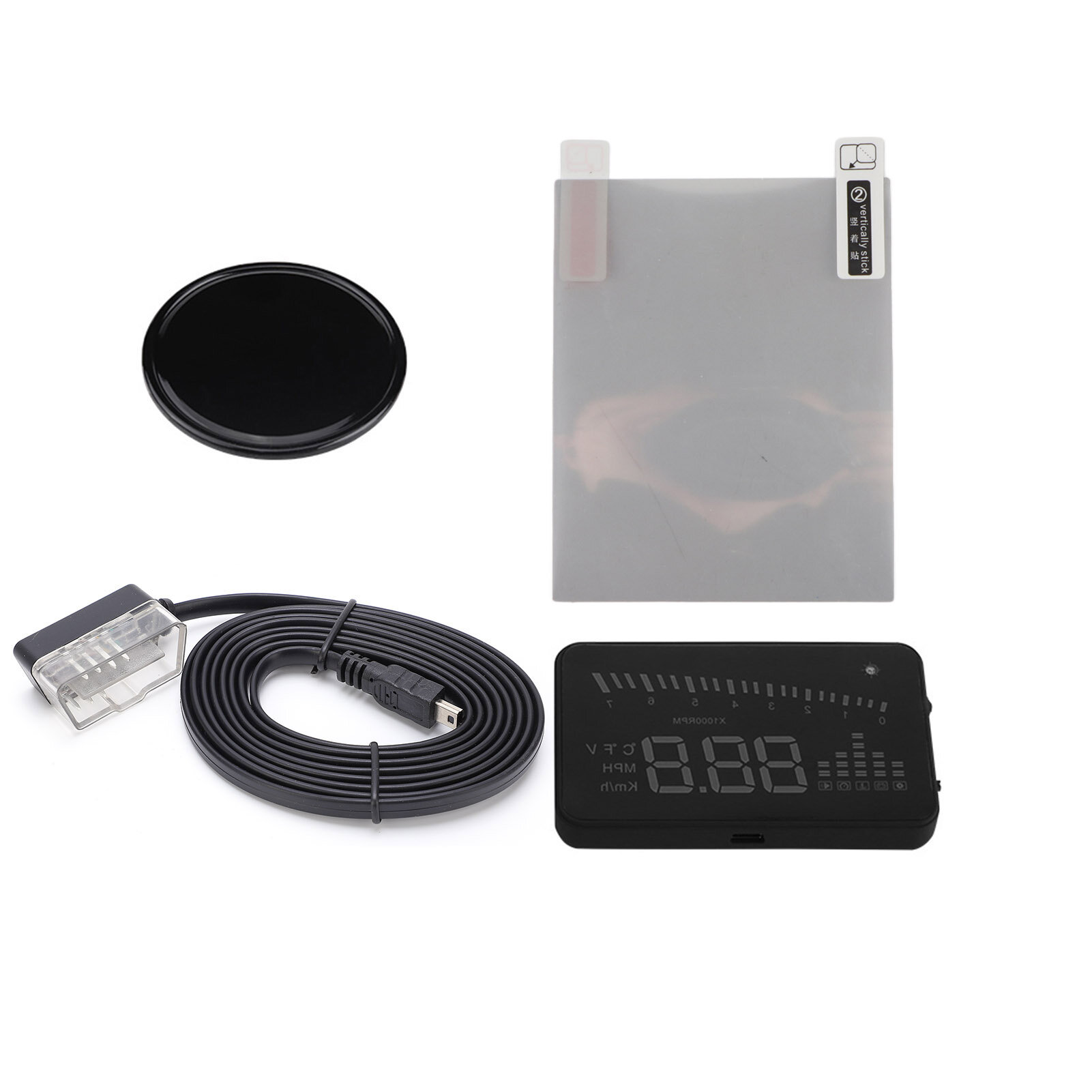 Проекционный дисплей OBDII HUD с цветным светодиодным проектором, система предупреждения о скорости для легковых и грузовых автомобилей