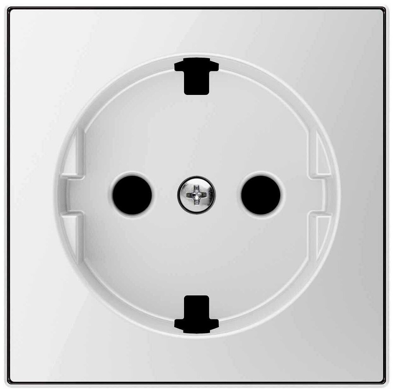 Лицевая панель ABB Sky розетки Schuko с/з стекло белое 2CLA858890A2101