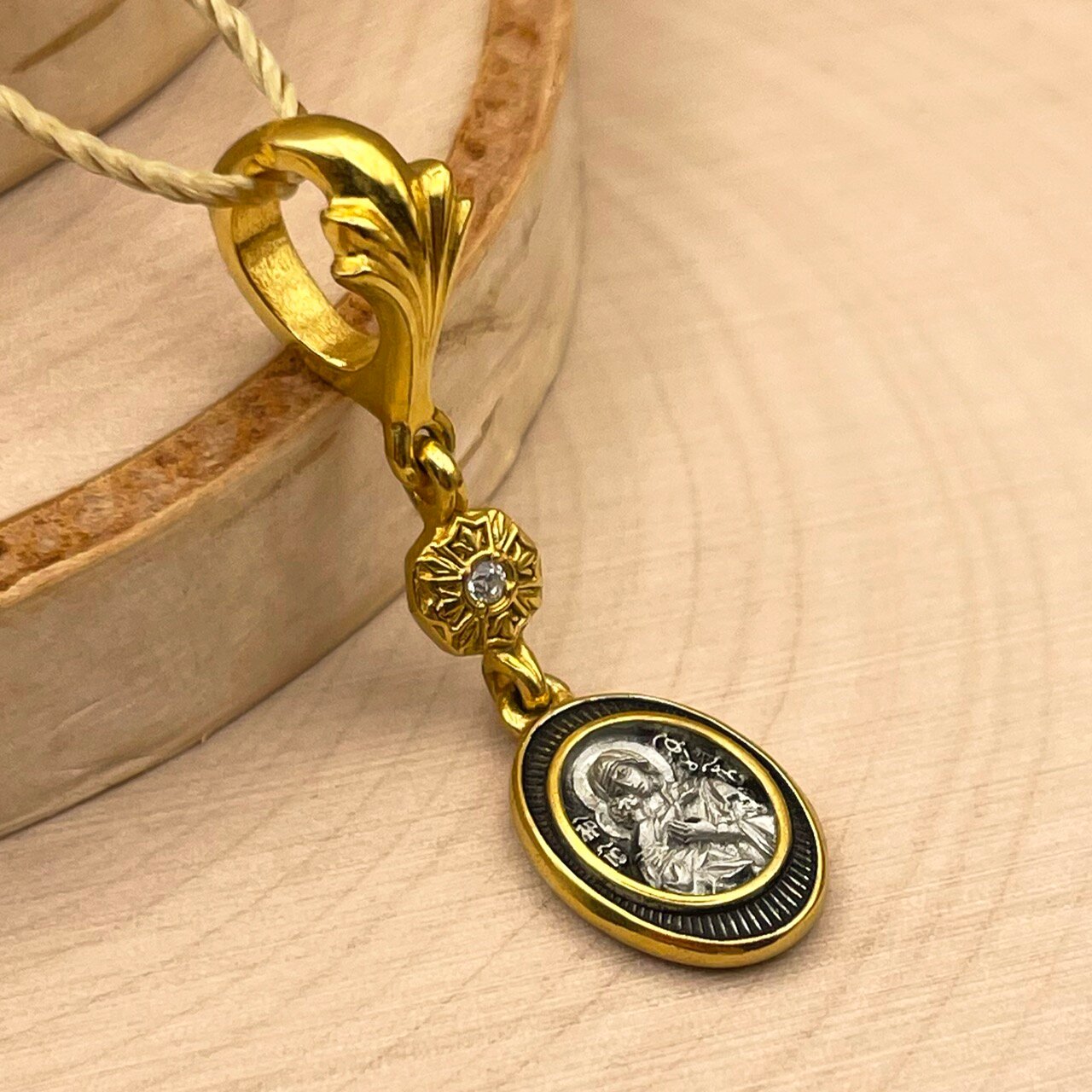 Подвеска, серебро, 925 проба, чернение, золочение, оксидирование, фианит