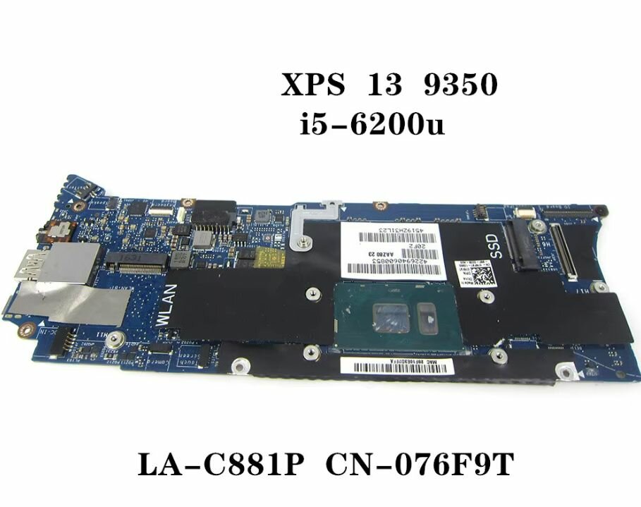 Для Dell XPS 13 9350 Материнская плата ноутбука с процессором I5-6200U 8 ГБ ОЗУ LA-C881P